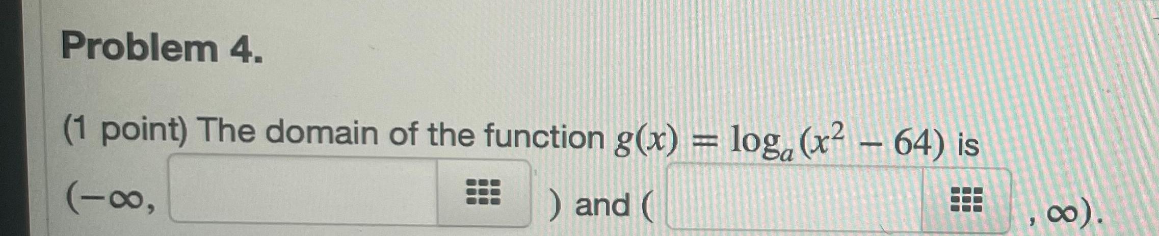 Solved Problem 4.(1 ﻿point) ﻿The domain of the function | Chegg.com