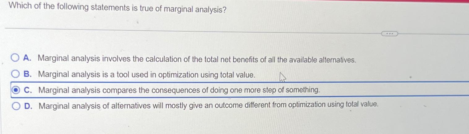 Solved Which of the following statements is true of marginal | Chegg.com