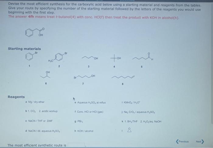 Solved Devise the most efficient synthesis for the | Chegg.com