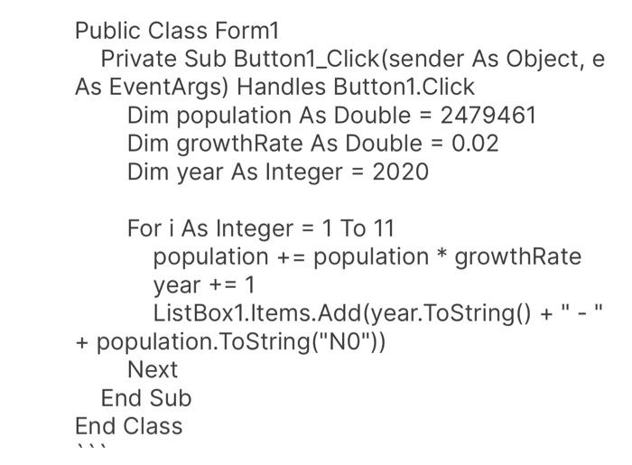 Solved Public Class Form1 Private Sub Button1 Click Sender