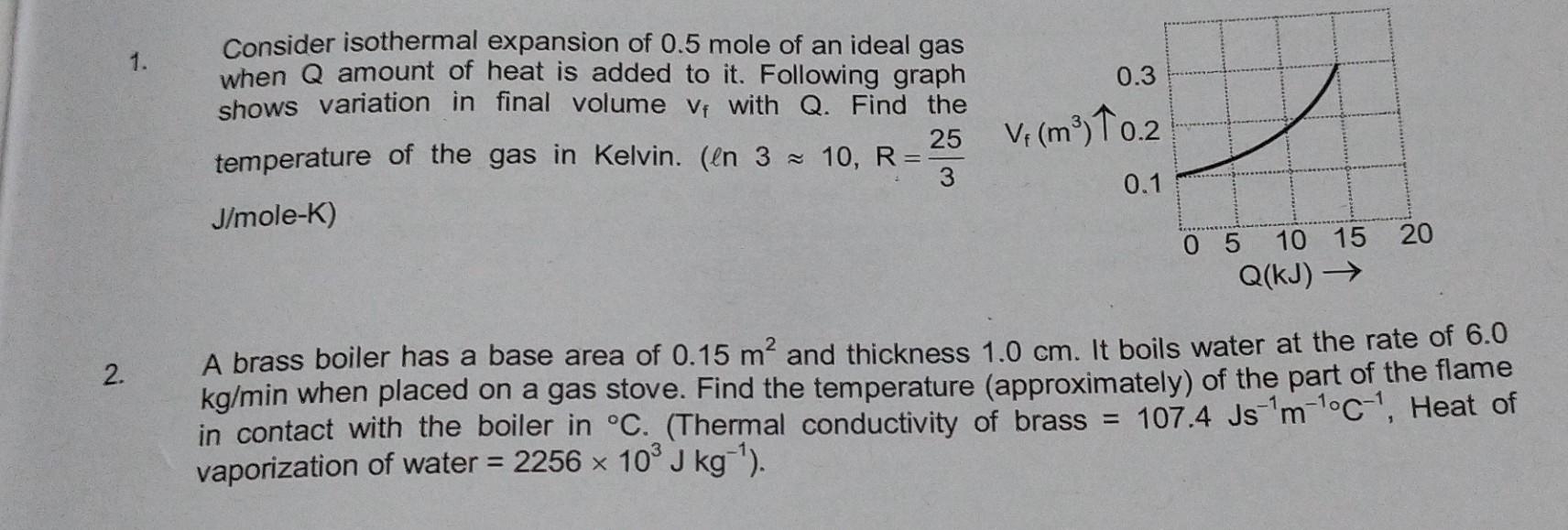 Solved 1. Consider isothermal expansion of 0.5 mole of an | Chegg.com