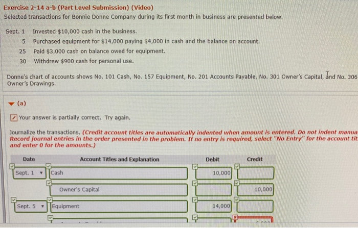Solved 5 Exercise 2-14 a-b (Part Level Submission) (Video) | Chegg.com