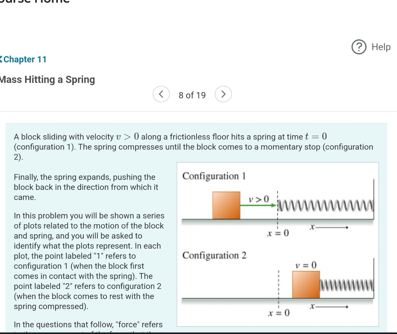 Solved Chapter 11HelpMass Hitting a Spring8 ﻿of 19A block | Chegg.com