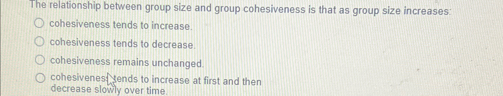 Solved The relationship between group size and group | Chegg.com