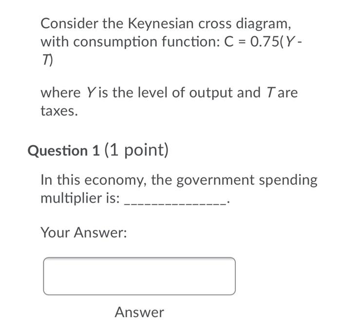 Solved Consider the Keynesian cross diagram, with | Chegg.com
