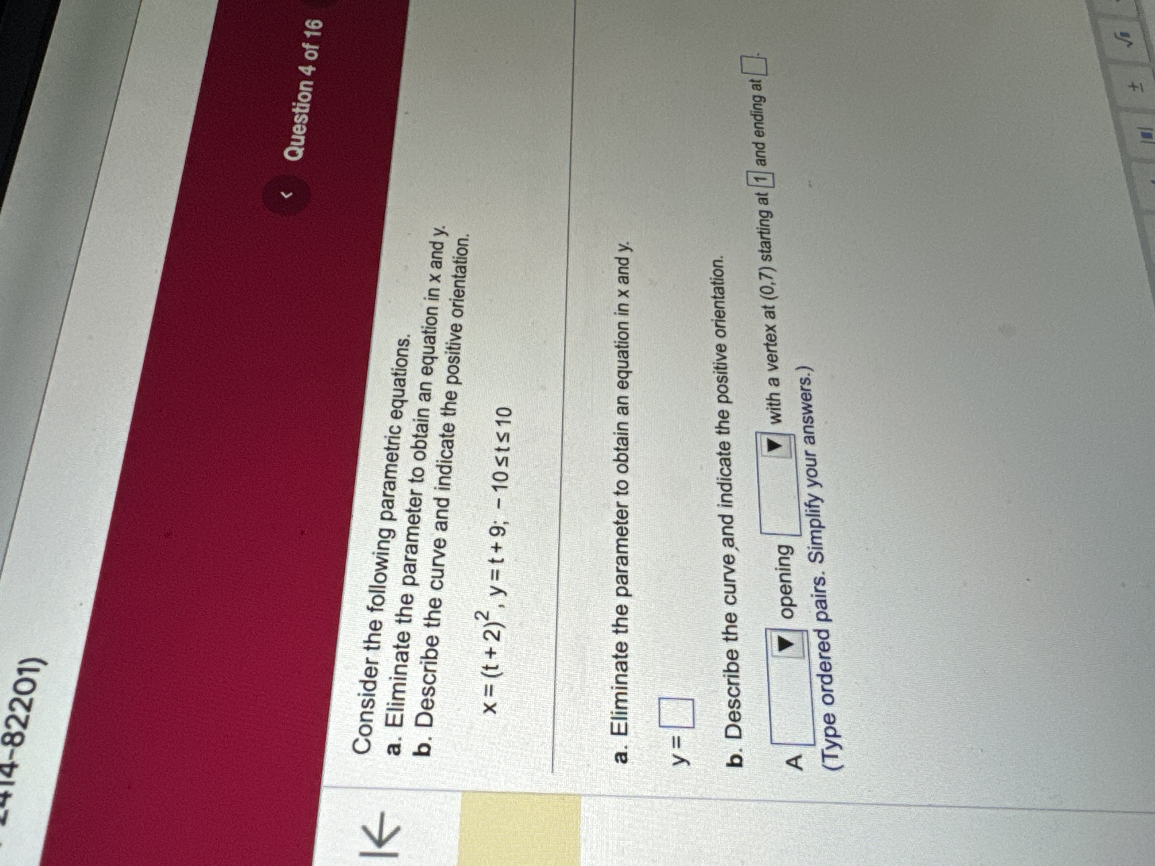 Solved Consider the following parametric equations.a. | Chegg.com