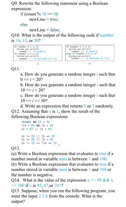Solved Q9 Rewrite The Following Statement Using A Boolean 