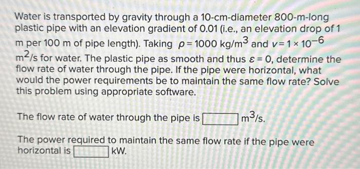 Solved Water is transported by gravity through a | Chegg.com