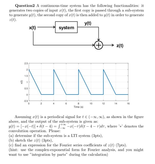 Solved Question2 A continuous-time system has the following | Chegg.com