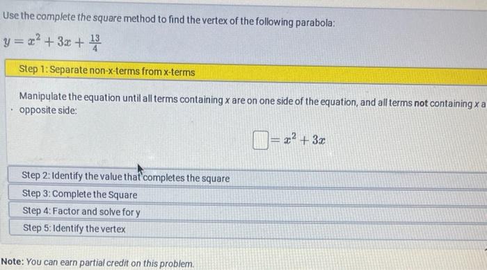 Solved Use the complete the square method to find the vertex | Chegg.com