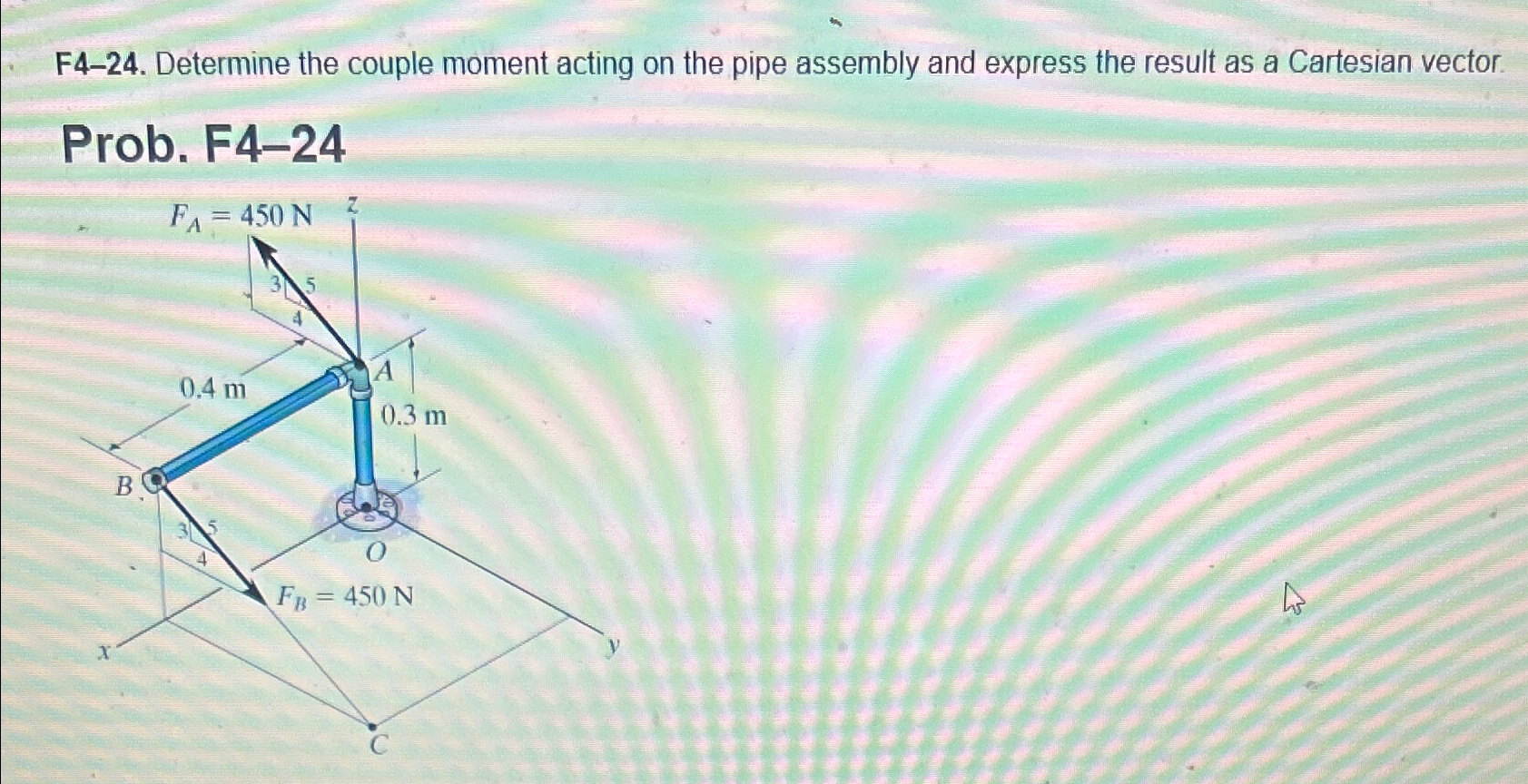 Solved F4-24. ﻿Determine the couple moment acting on the | Chegg.com
