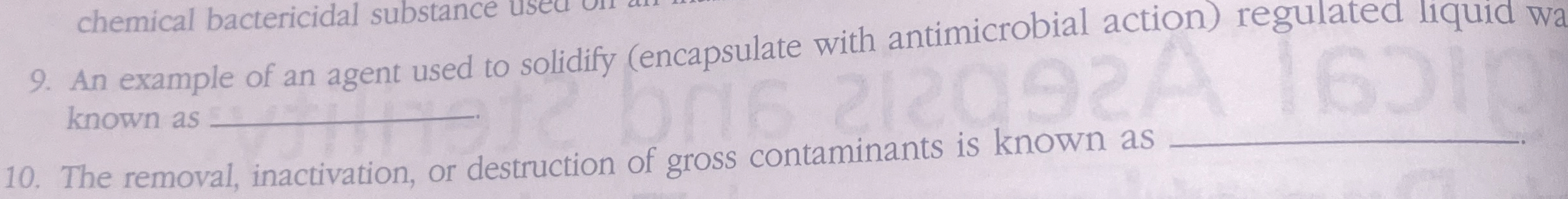 Solved An example of an agent used to solidify (encapsulate | Chegg.com