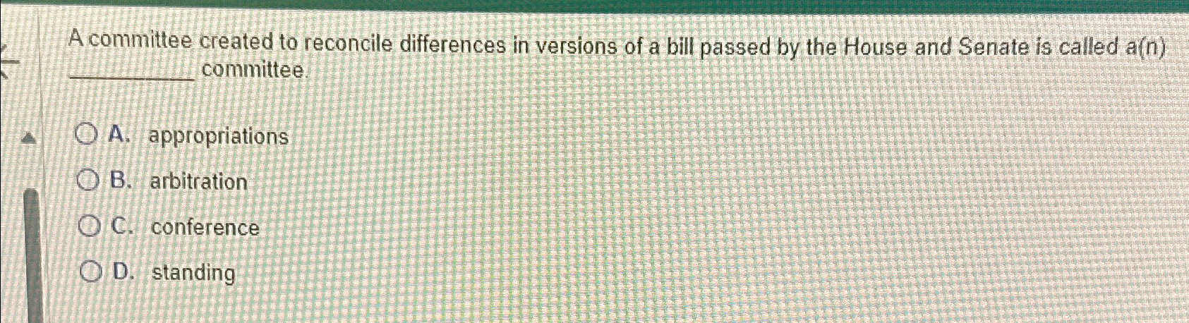 Solved A committee created to reconcile differences in | Chegg.com