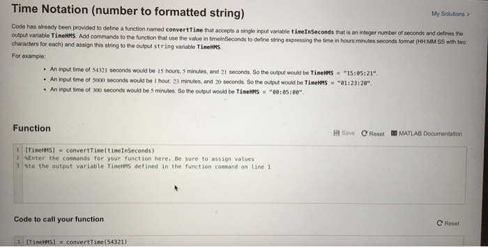Solved Time Notation (number to formatted string) My | Chegg.com