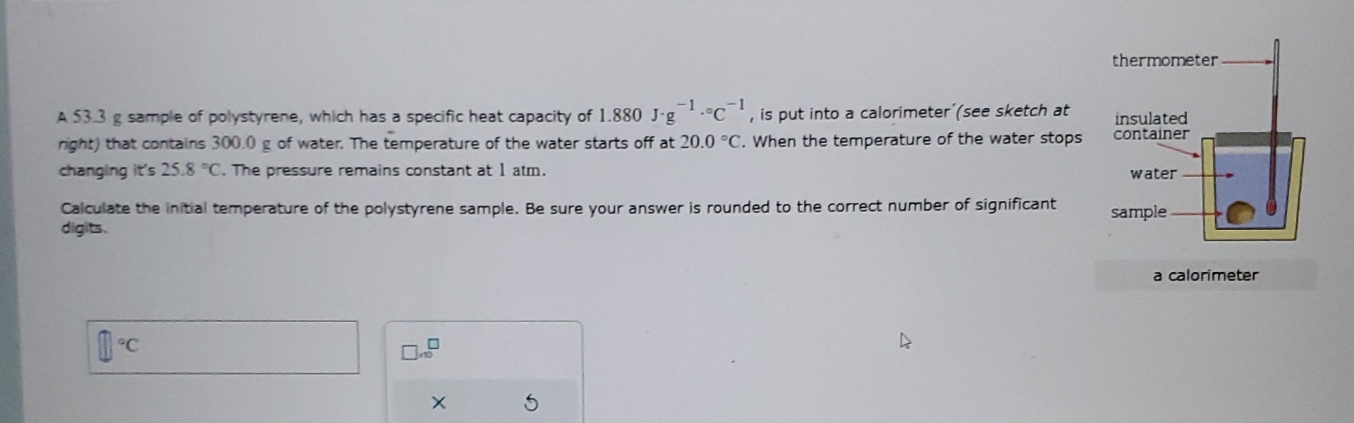 Solved A 53.3g ﻿sample of polystyrene, which has a specific | Chegg.com