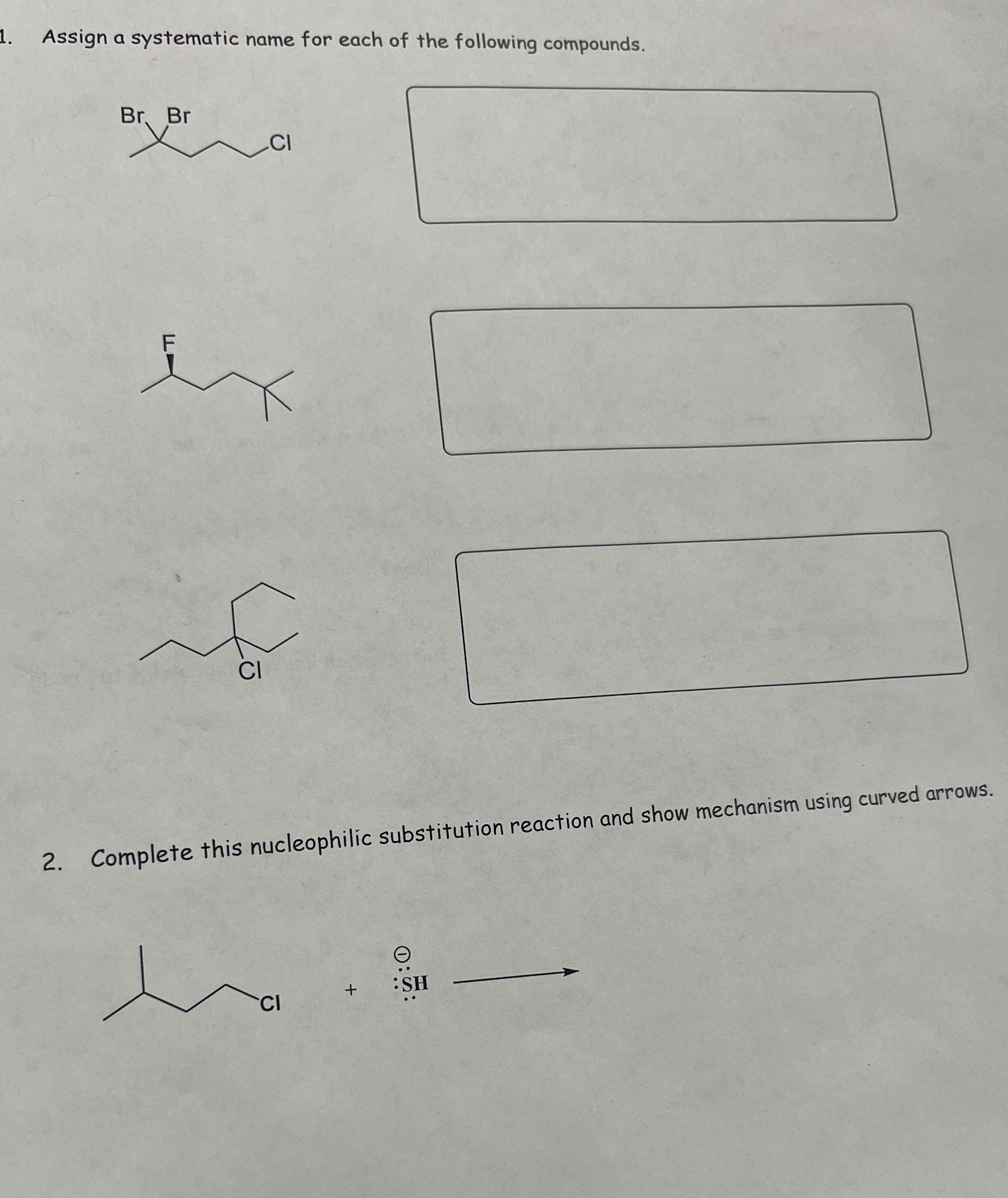 Solved Assign a systematic name for each of the following | Chegg.com