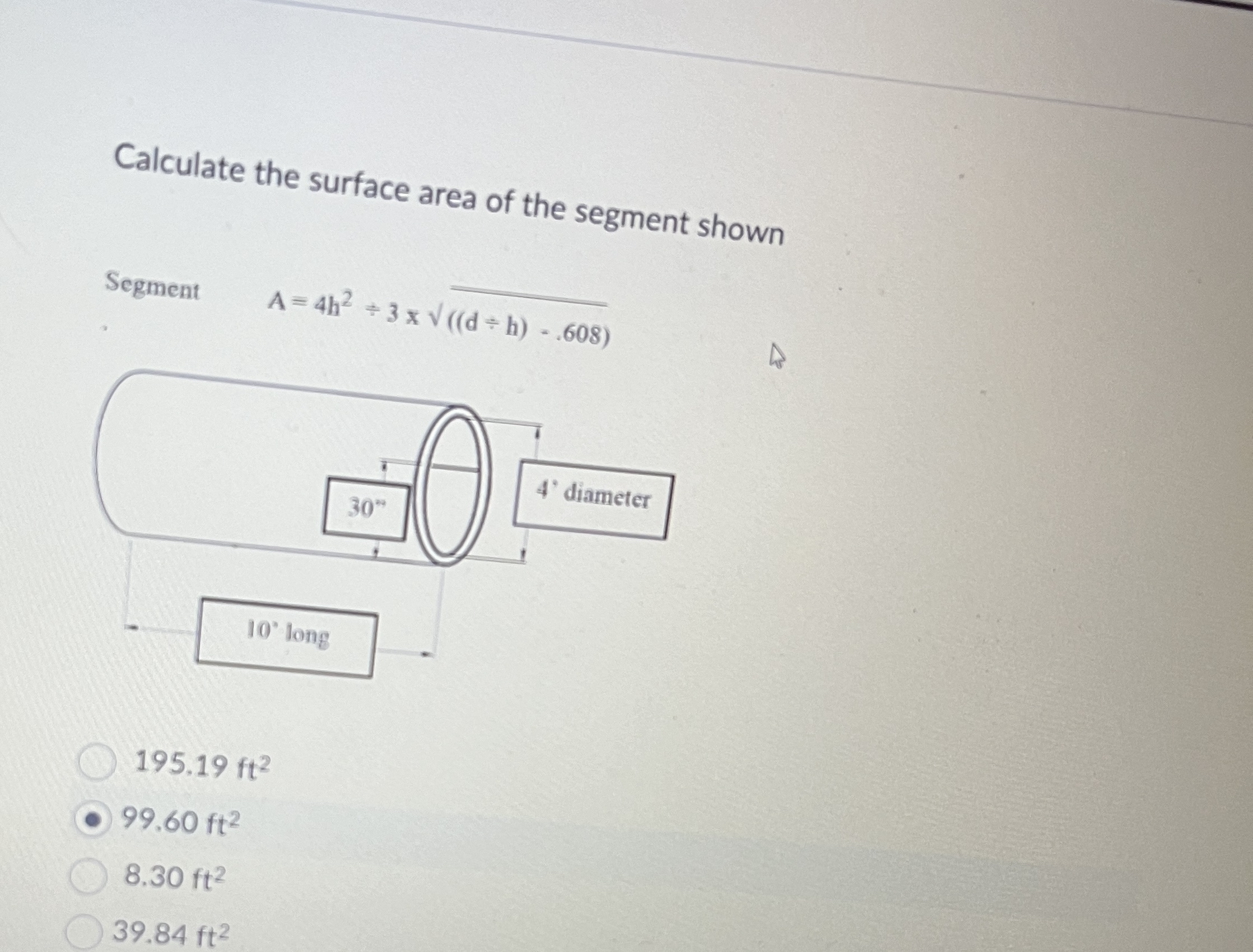 Solved Calculate the surface area of the segment | Chegg.com