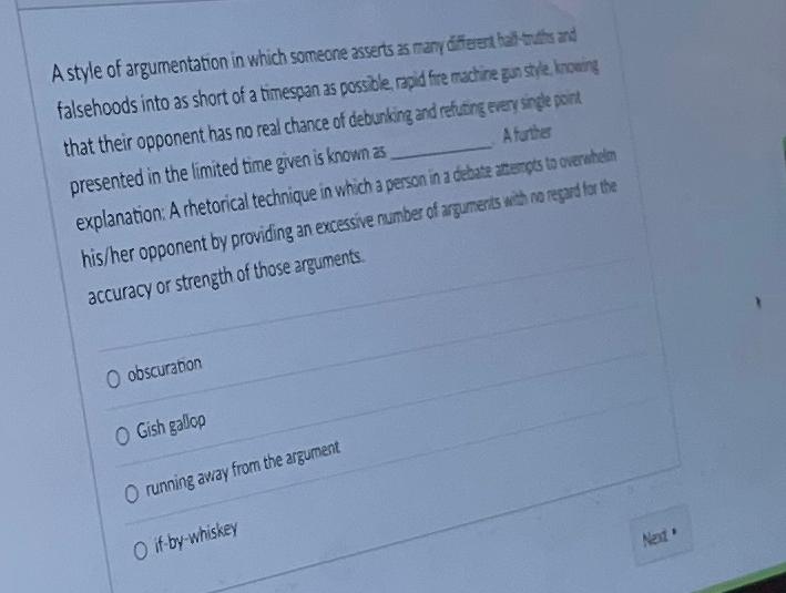 Solved A style of argumentation in which someone asserts as | Chegg.com