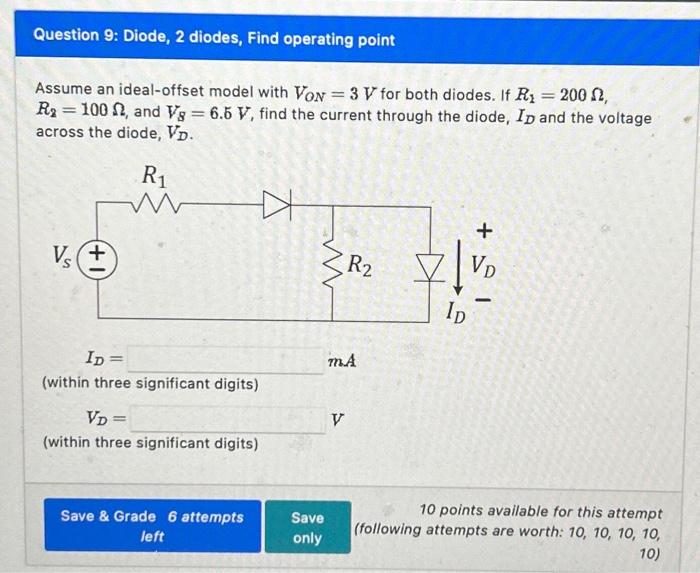Solved Assume an ideal-offset model with VON=3V for both | Chegg.com