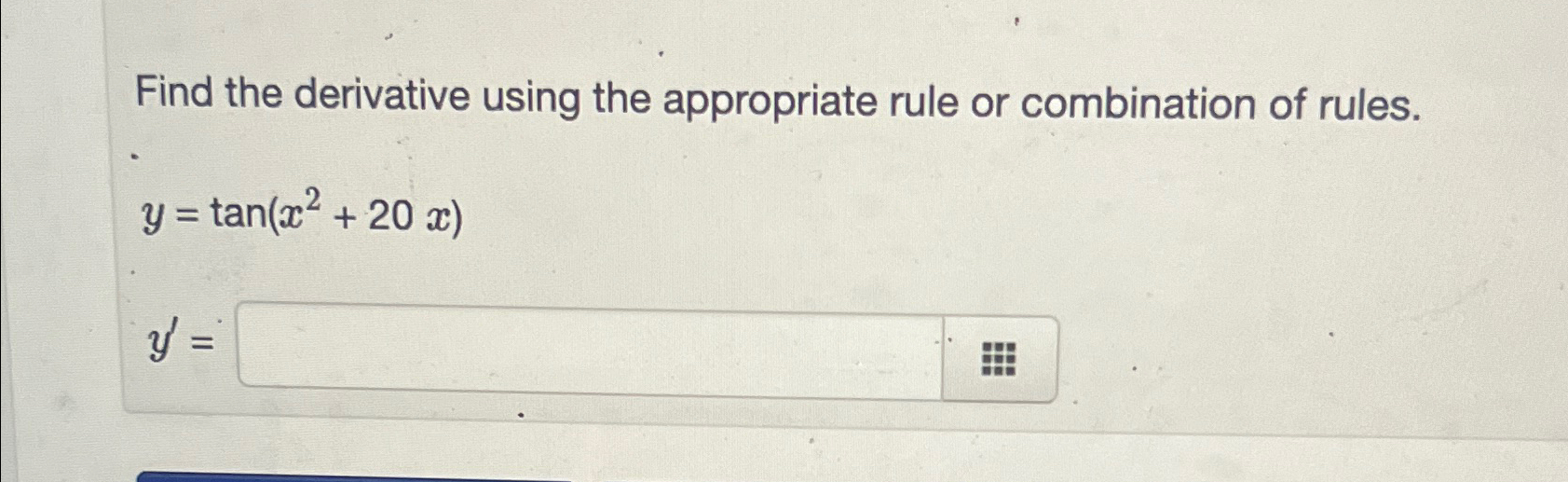 Solved Find the derivative using the appropriate rule or | Chegg.com
