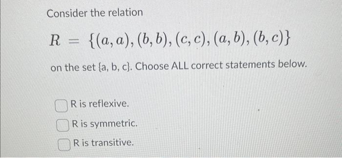 Solved Consider the relation | Chegg.com