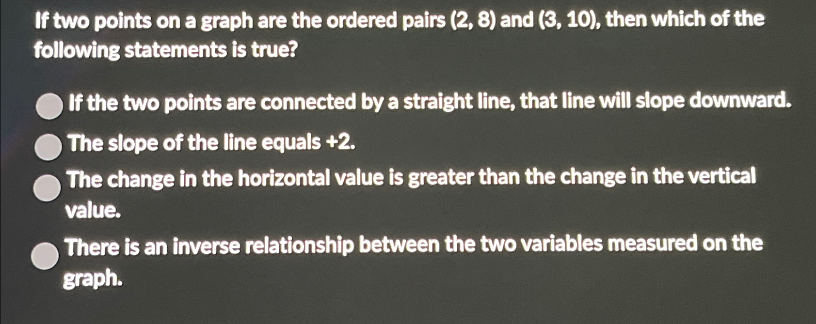 Solved If two points on a graph are the ordered pairs (2,8) | Chegg.com