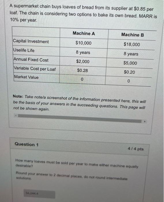 Solved A supermarket chain buys loaves of bread from its | Chegg.com
