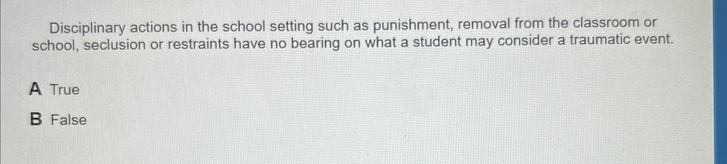 Solved Disciplinary actions in the school setting such as | Chegg.com