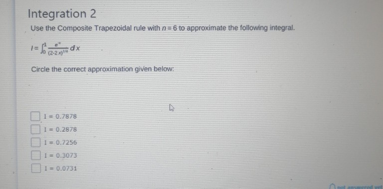 Solved Integration 2 Use the Composite Trapezoidal rule with | Chegg.com