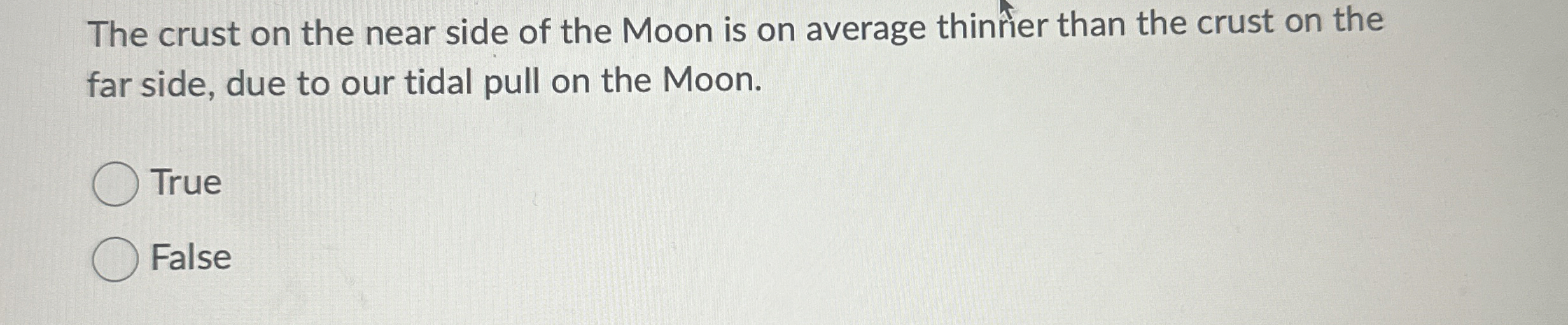 Solved The crust on the near side of the Moon is on average | Chegg.com