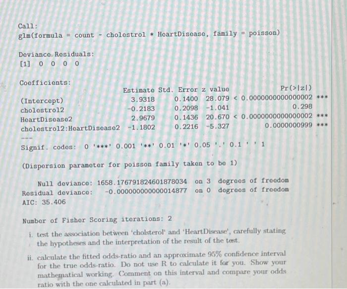 Solved (c) The following R output is from fitting a logistic | Chegg.com