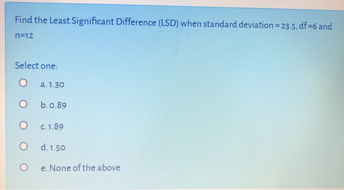 Solved Find the Least Significant Difference (LSD) when | Chegg.com