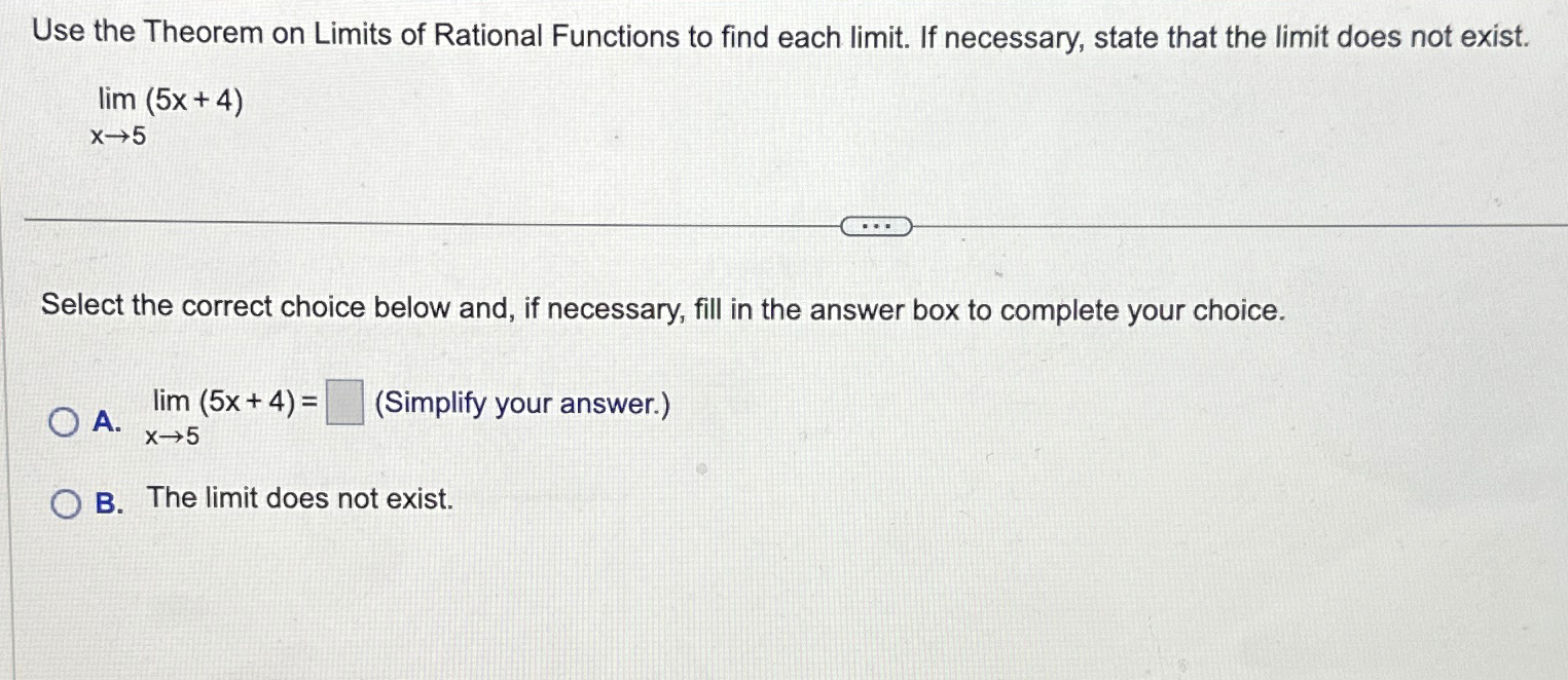 Solved Use the Theorem on Limits of Rational Functions to | Chegg.com