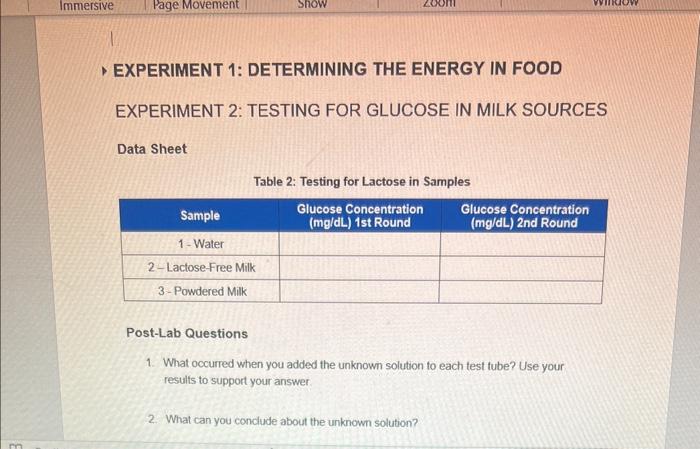 EXPERIMENT 1: DETERMINING THE ENERGY IN FOOD | Chegg.com