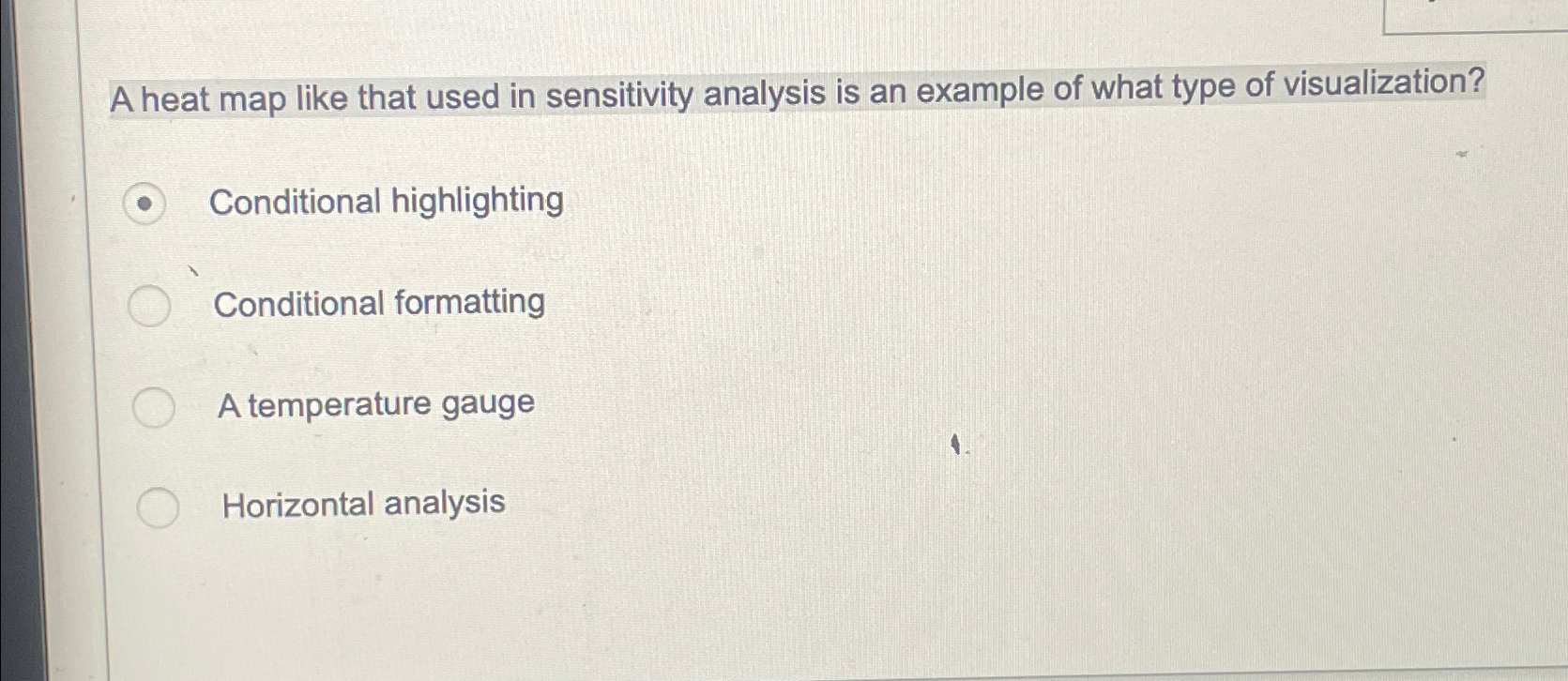 Solved A heat map like that used in sensitivity analysis is | Chegg.com