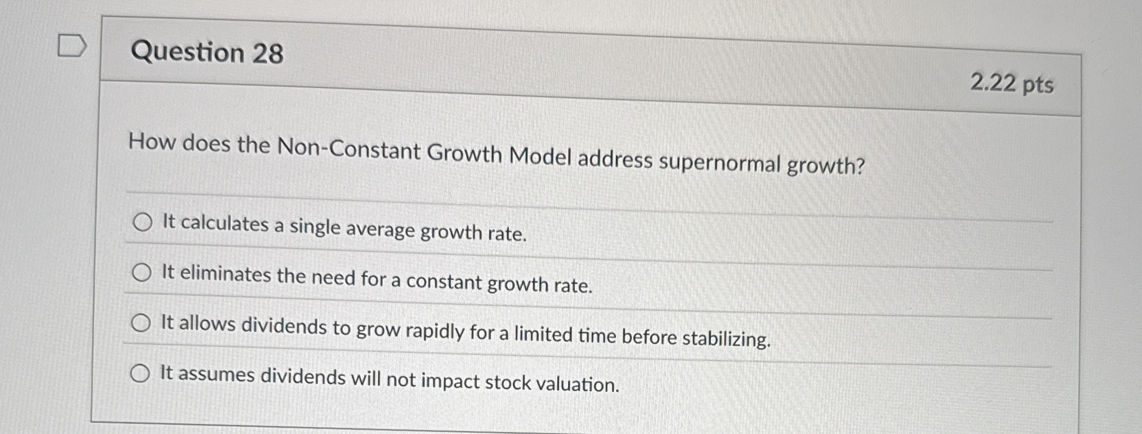 Solved Question 282.22 ﻿ptsHow does the Non-Constant Growth | Chegg.com
