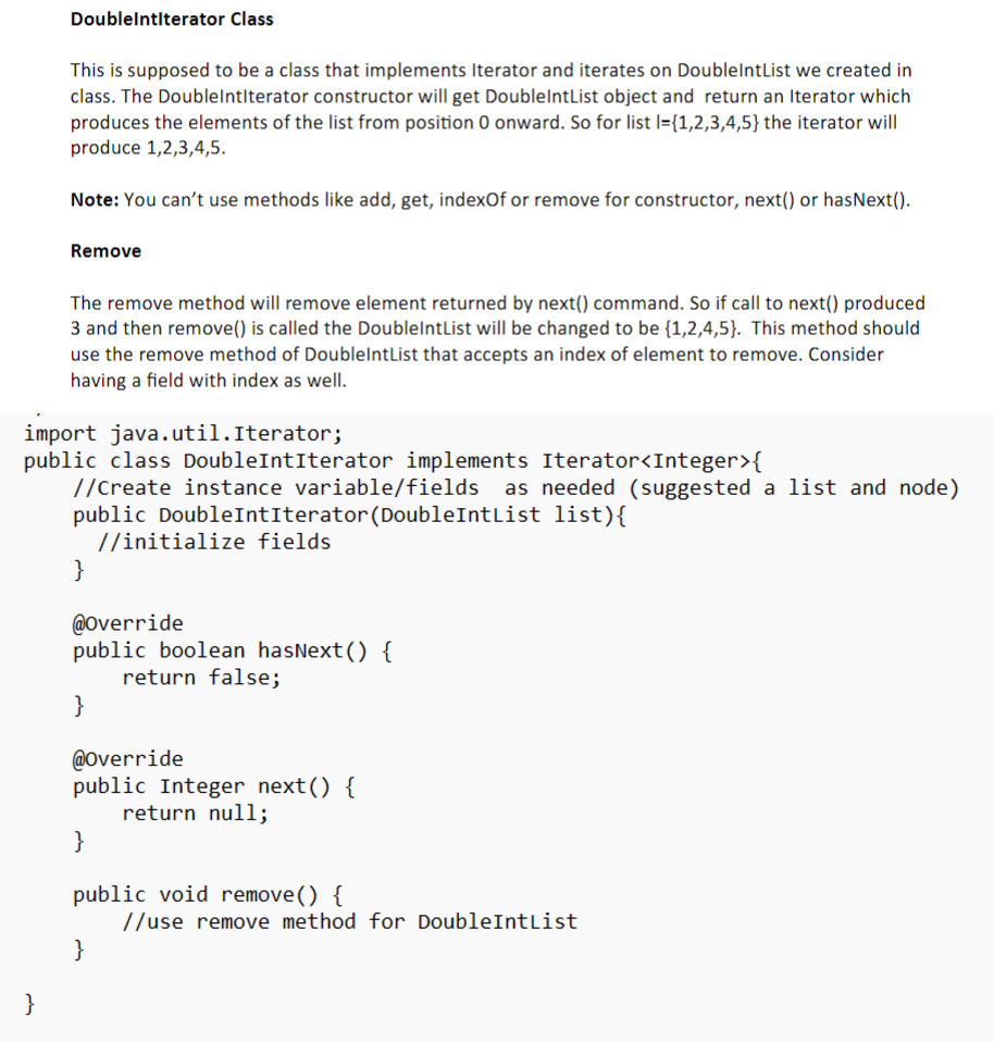 Solved DoubleIntlterator ClassThis is supposed to be a class | Chegg.com