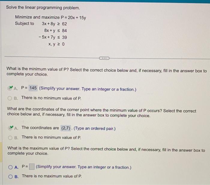 Solved Solve the linear programming problem. Minimize and | Chegg.com