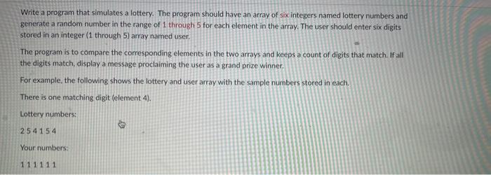 Solved Write a program that simulates a lottery. The program | Chegg.com