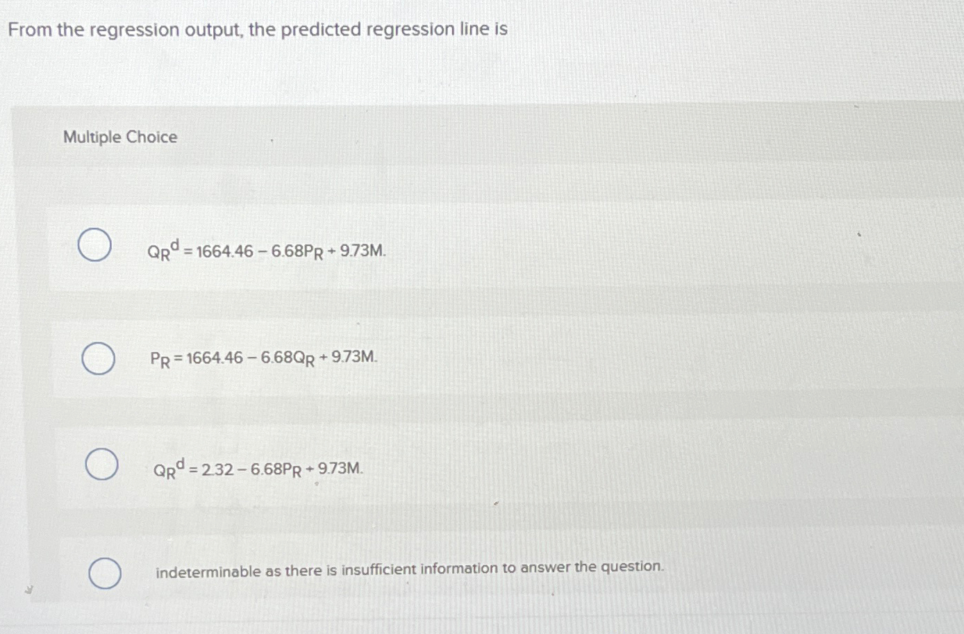 Solved From the regression output, the predicted regression | Chegg.com