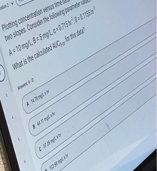 Solved Plotting concentration versus time data the following | Chegg.com
