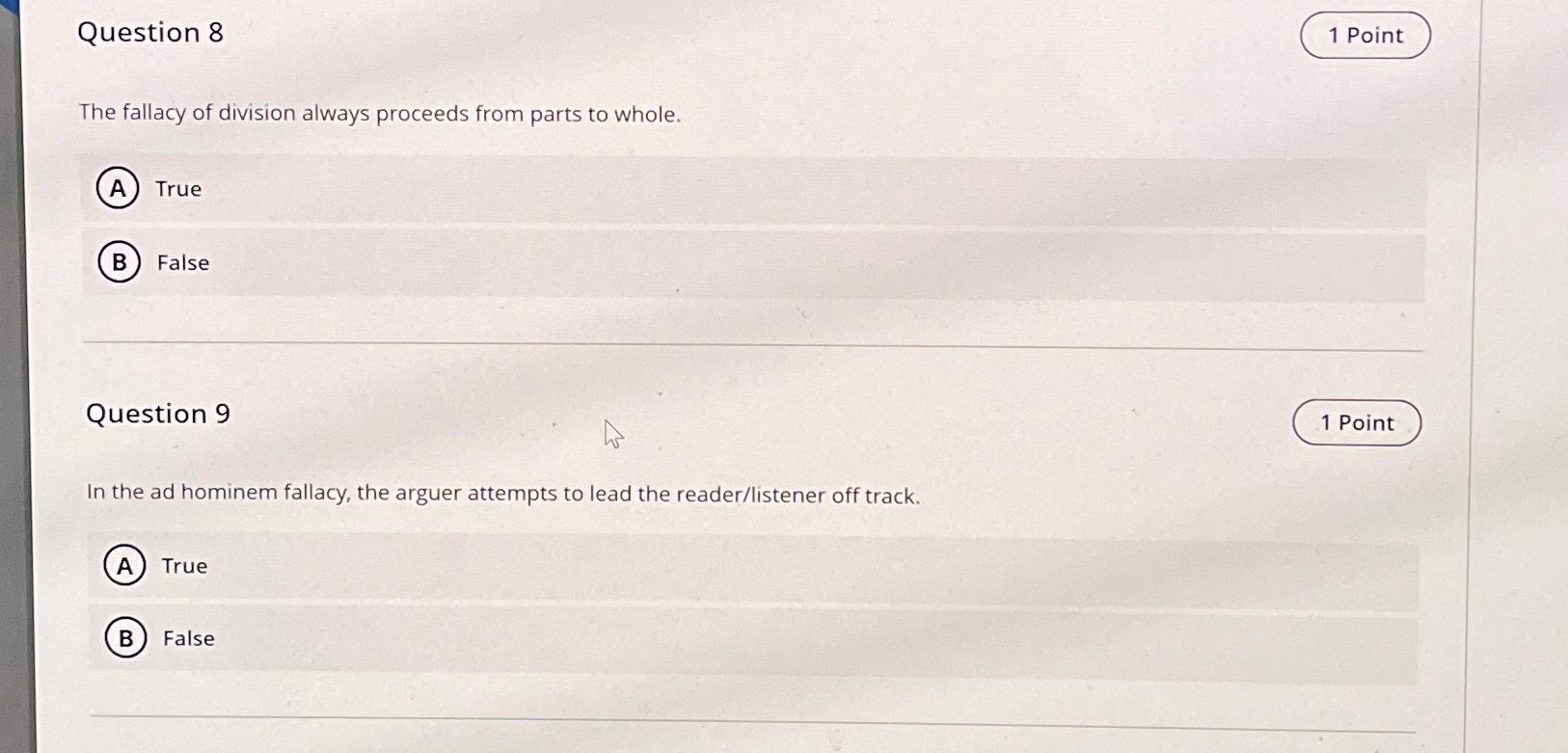 Solved Question 8The fallacy of division always proceeds | Chegg.com