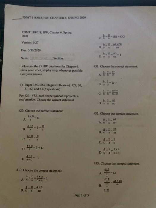 Solved FNMT 118/018, HW, CHAPTER 6, SPRING 2020 FNMT | Chegg.com