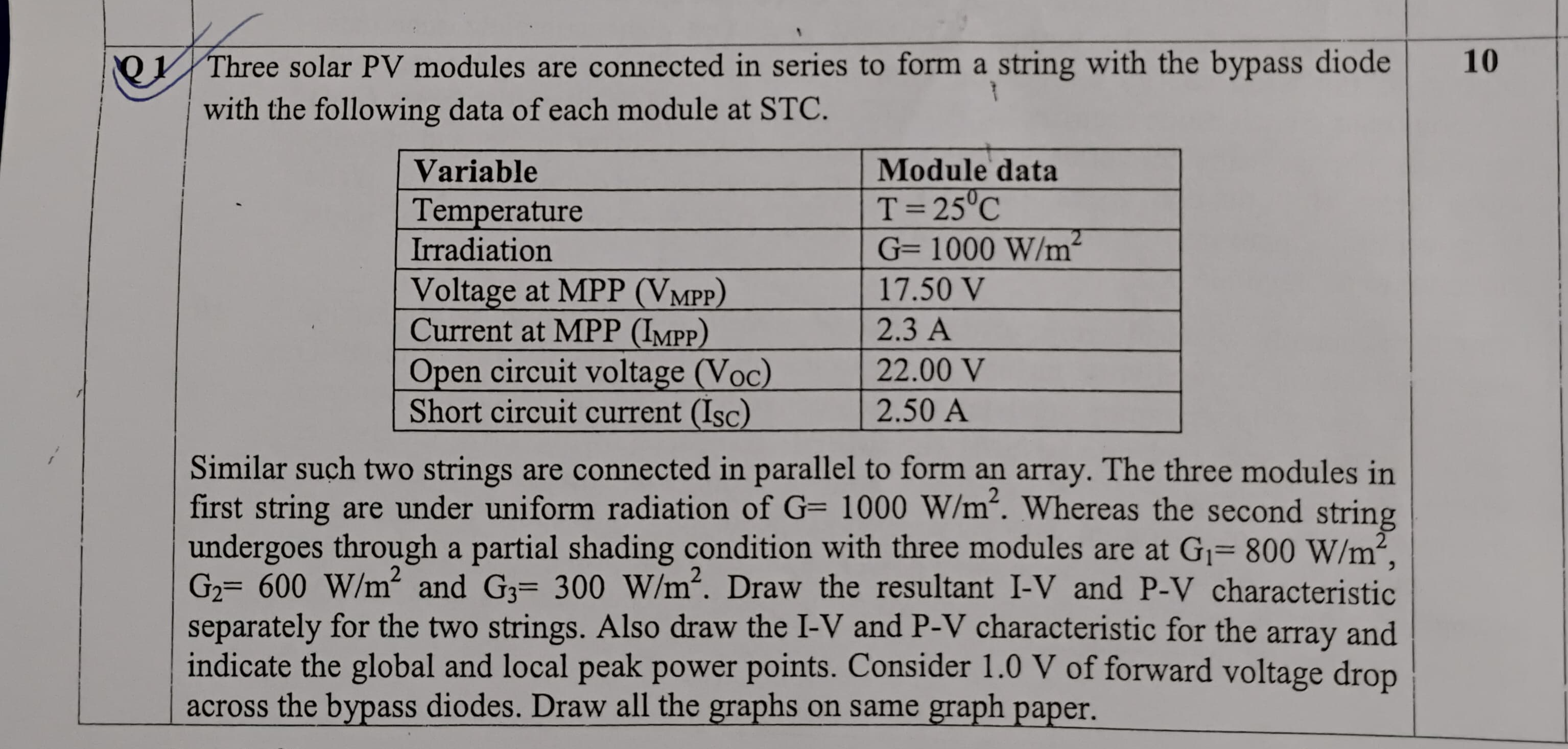 Solved Three solar PV modules are connected in series to | Chegg.com