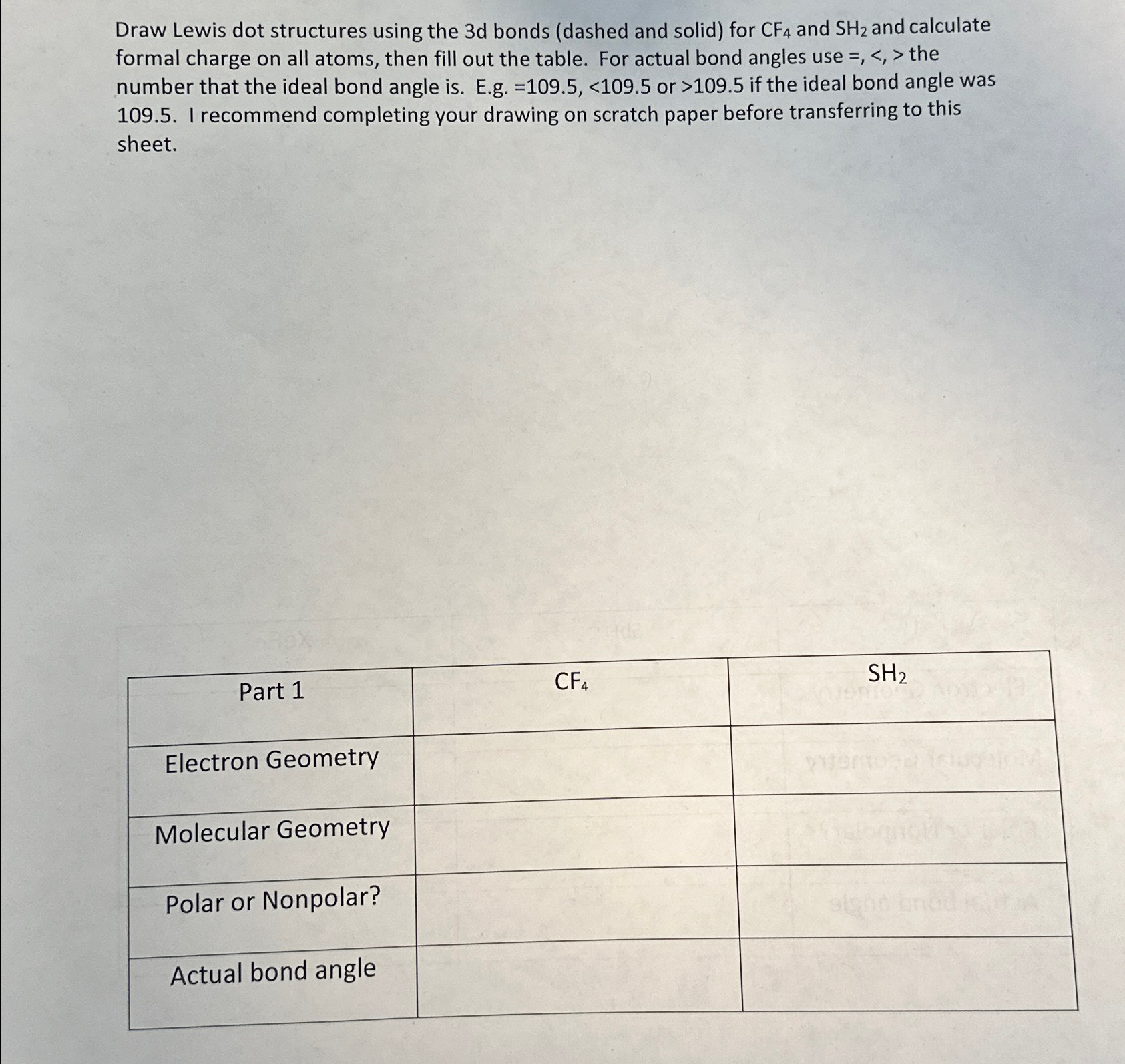 Solved Draw Lewis dot structures using the 3d ﻿bonds (dashed | Chegg.com