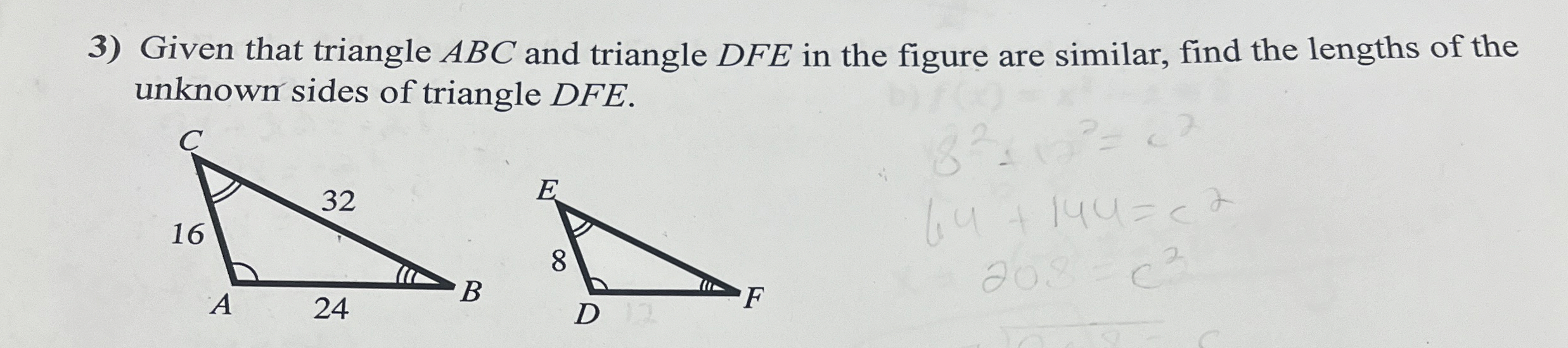Solved Given that triangle ABC and triangle DFE in the | Chegg.com