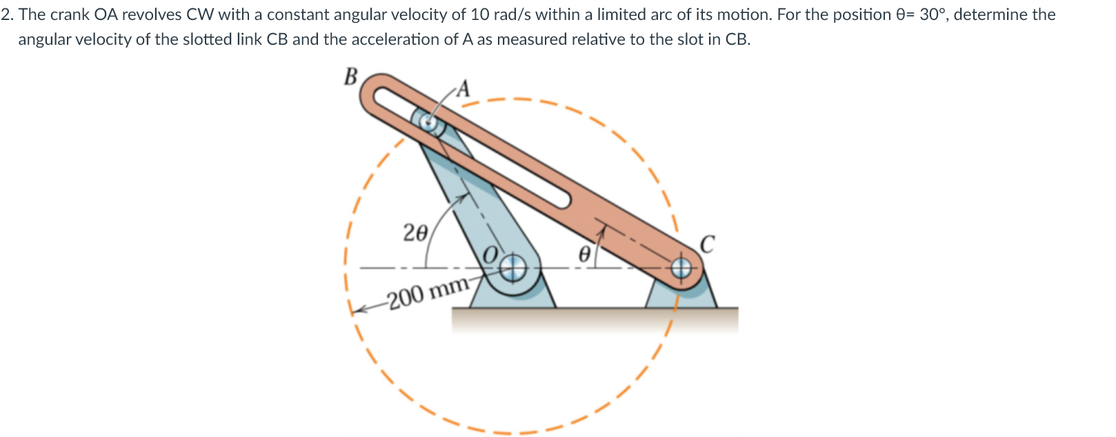 Solved The crank OA revolves CW ﻿with a constant angular | Chegg.com