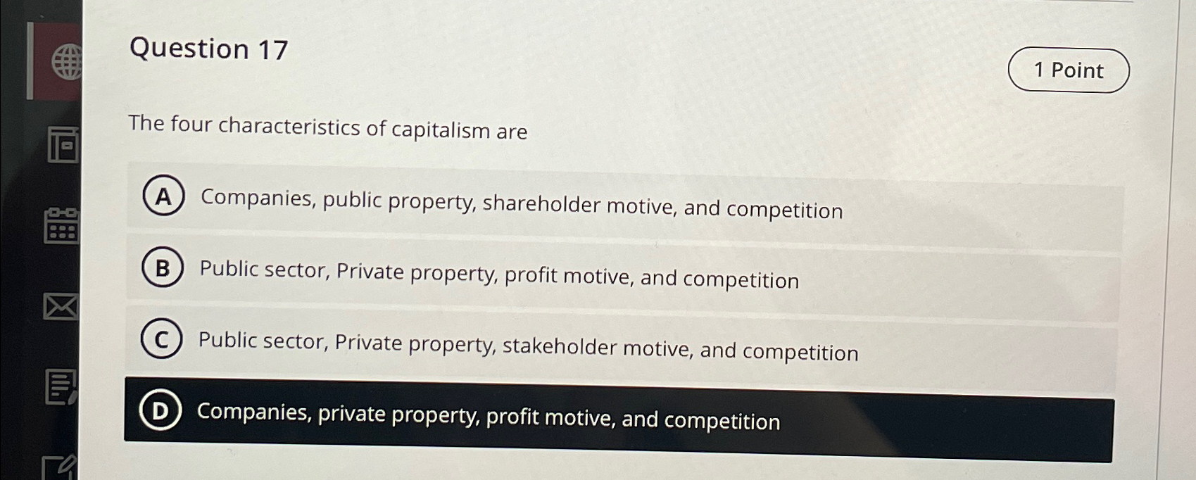 Solved Question 171 ﻿PointThe four characteristics of | Chegg.com