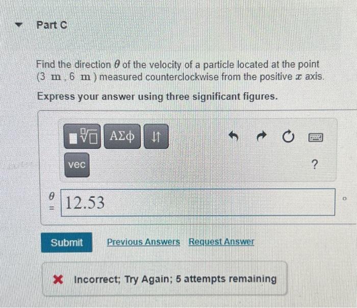 Solved Find the direction θ of the velocity of a particle | Chegg.com
