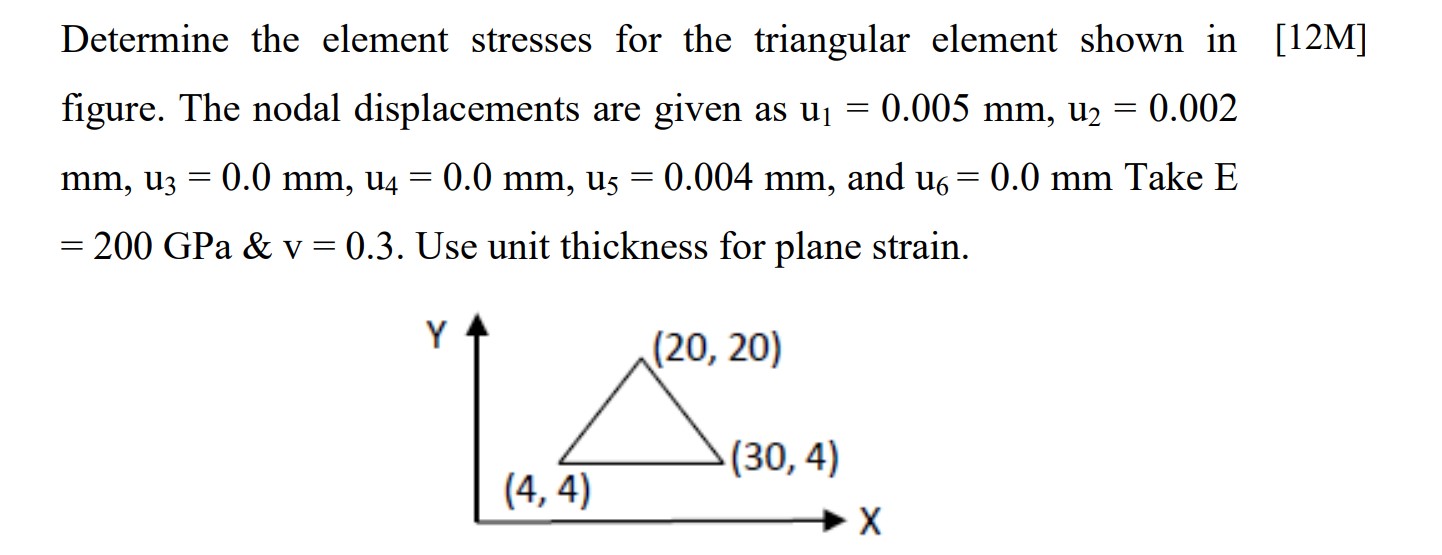 Solved Determine the element stresses for the triangular | Chegg.com